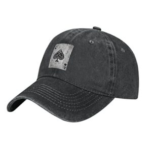 cotton baseball cap ace-of-spades-card-vintage dad hat adjustable polo trucker unisex style headwear black