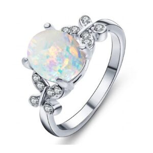 ydd 18k gold opal rings for women 1 carat(1 ct) oval cut opal engagement rings for women butterfly opal birthstone anniversary ring free engraved size 6.5