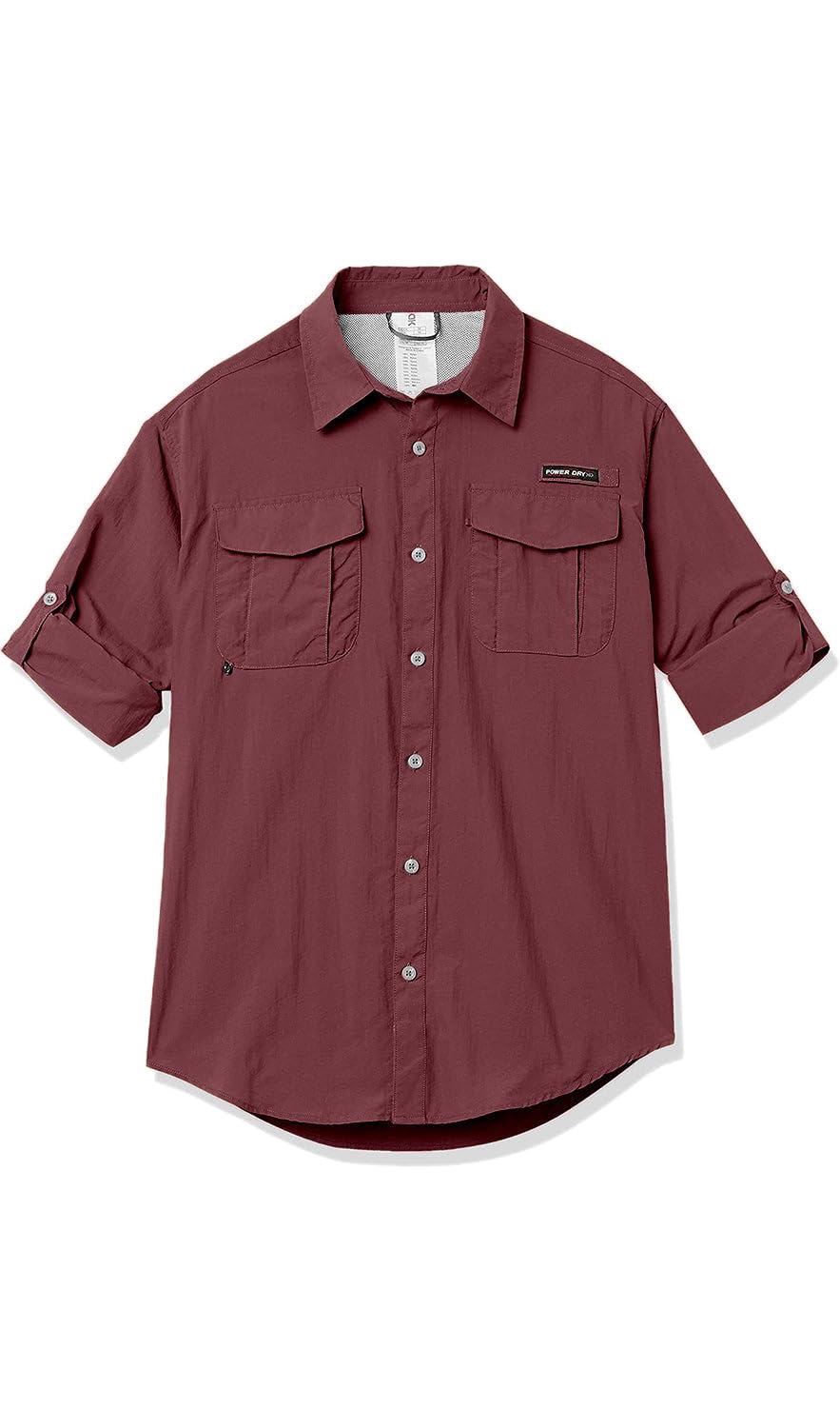 Little Donkey Andy Men's Quick Dry Long Sleeve Fishing Shirt Dark Red 5XL