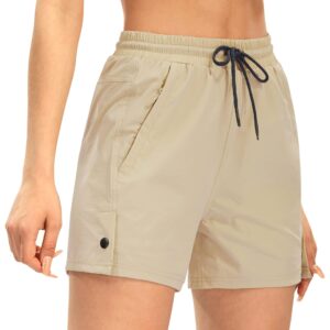 AFITNE Women's Hiking Shorts Quick Dry Lightweight Golf Active Water Shorts with Pockets for Summer Work Outdoor Camping Fishing Khaki M