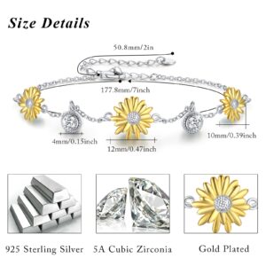 Cuoka Sunflower Bracelet 925 Sterling Silver You Are My Sunshine Sunflower Bracelets Jewelry For Women Girlfriend with Box