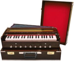 original superbrass american pinewood 9-stopper 3½ octaves portable folding indian harmonium with special reeds + fiberglass case