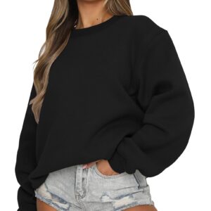 Fanway&EC Women's Long Sleeve Sweatshirt Casual Crewneck Oversized Pullover Hoodies Fall Tops Black