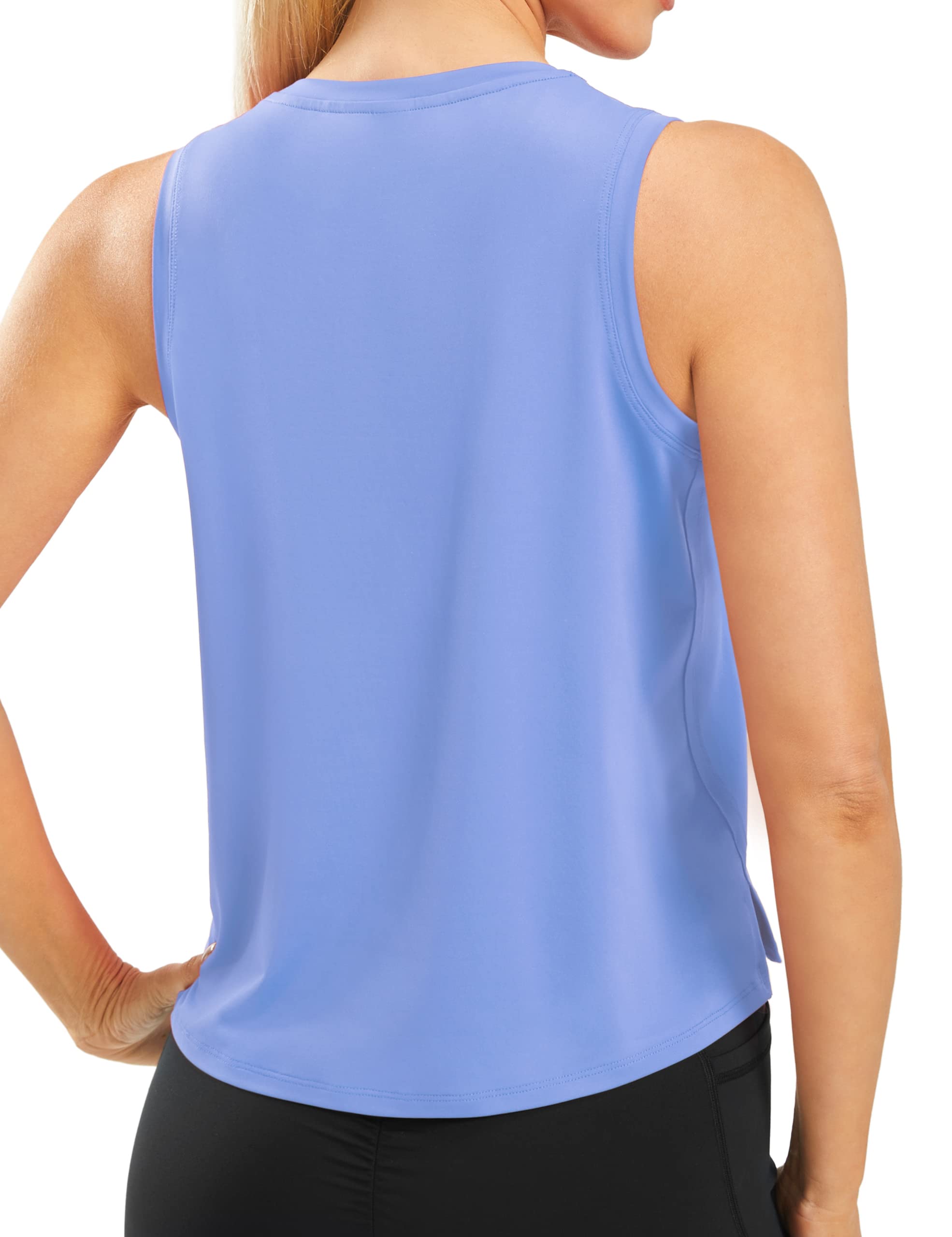 Workout Tops for Women Crop Sleeveless Workout Shirts for Women Athletic Running Yoga Tank Top for Women Blue