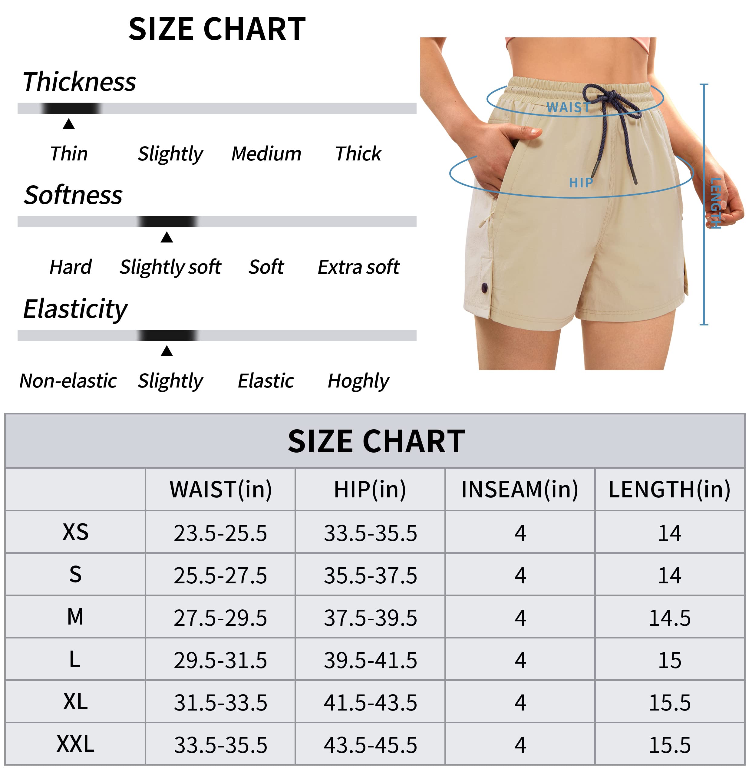 AFITNE Women's Hiking Shorts Quick Dry Lightweight Golf Active Water Shorts with Pockets for Summer Work Outdoor Camping Fishing Khaki M