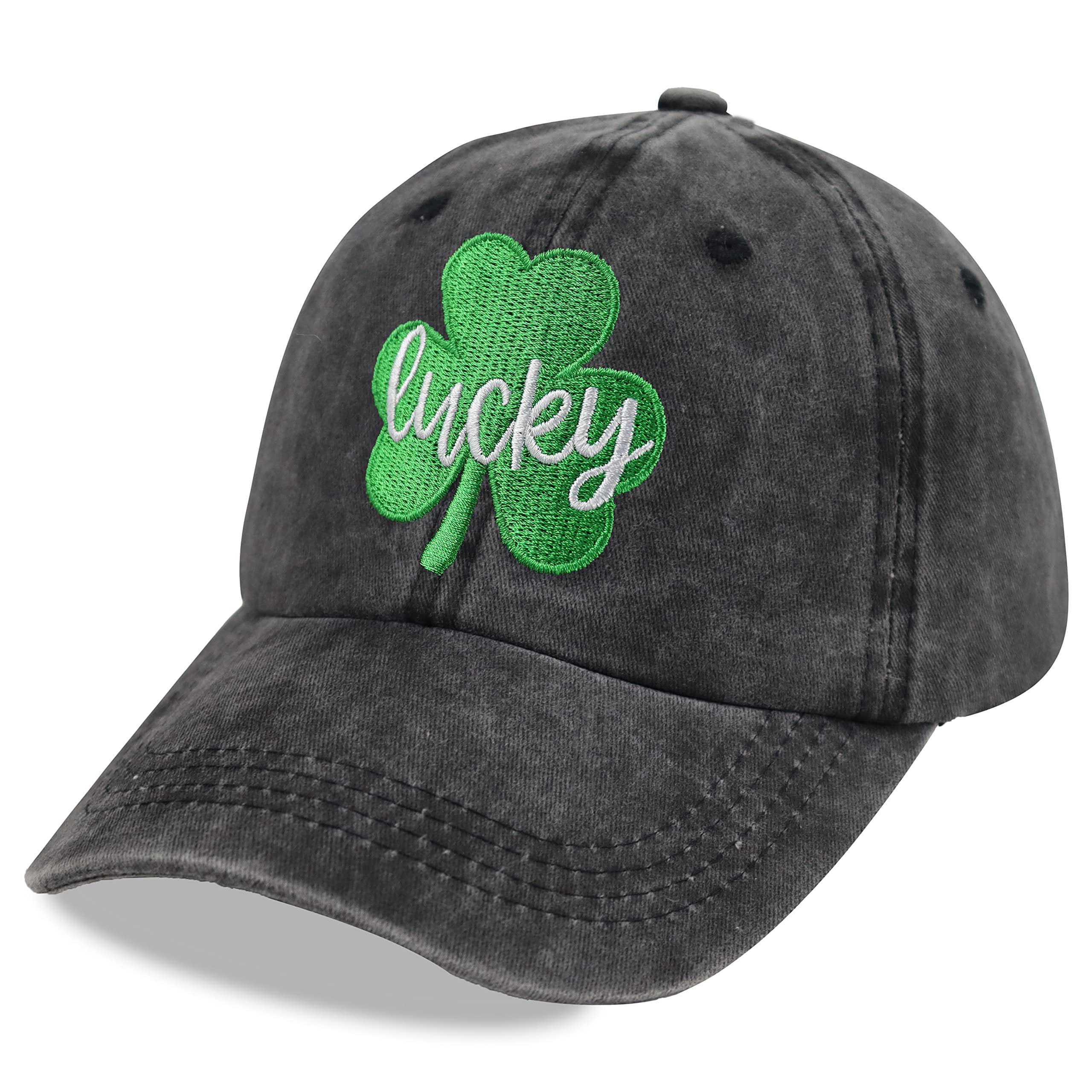 St Patricks Day Decorations for Men Women, Irish Clover Lucky Hat, Adjustable Embroidered Cotton Wash Shamrocks Baseball Cap Gift