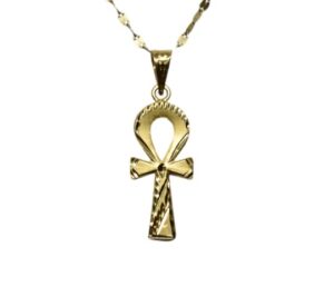 fama.store egyptian jewelry ankh cross key of life 18k solid yellow gold necklas pendant #12