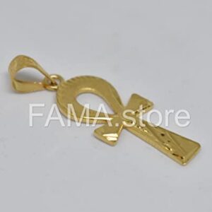 FAMA.store Egyptian Jewelry Ankh Cross Key of Life 18K Solid Yellow Gold necklas Pendant #12