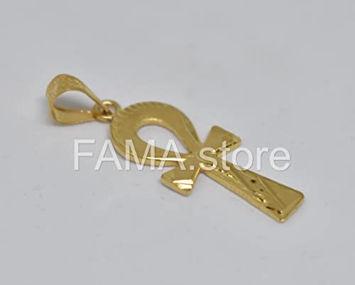 FAMA.store Egyptian Jewelry Ankh Cross Key of Life 18K Solid Yellow Gold necklas Pendant #12