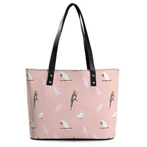 womens handbag parrots birds pattern leather tote bag top handle satchel bags for lady