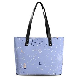 womens handbag purple space leather tote bag top handle satchel bags for lady