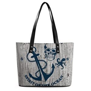 womens handbag skull anchor leather tote bag top handle satchel bags for lady