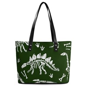 womens handbag dinosaurs skeleton leather tote bag top handle satchel bags for lady