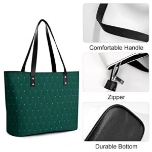 Womens Handbag Dark Green Color Leather Tote Bag Top Handle Satchel Bags For Lady