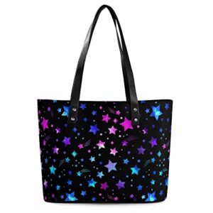 womens handbag space galaxy constellation stars pattern leather tote bag top handle satchel bags for lady