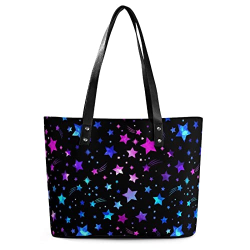 Womens Handbag Space Galaxy Constellation Stars Pattern Leather Tote Bag Top Handle Satchel Bags For Lady