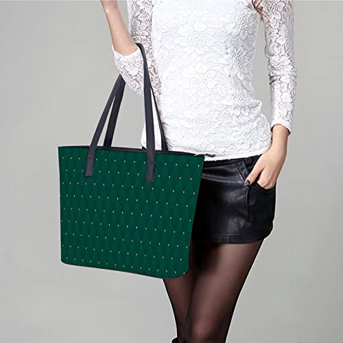 Womens Handbag Dark Green Color Leather Tote Bag Top Handle Satchel Bags For Lady