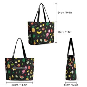 Womens Handbag Colorful Fruits Pattern Leather Tote Bag Top Handle Satchel Bags For Lady