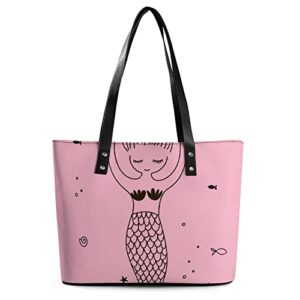 womens handbag mermaid leather tote bag top handle satchel bags for lady