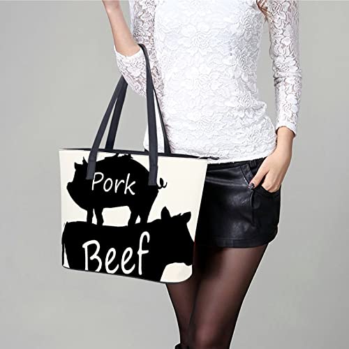 Womens Handbag Farm Animal Silhouettes Leather Tote Bag Top Handle Satchel Bags For Lady