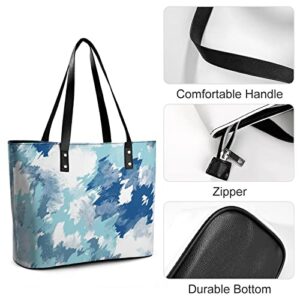 Womens Handbag Tie Dye Pattern Leather Tote Bag Top Handle Satchel Bags For Lady