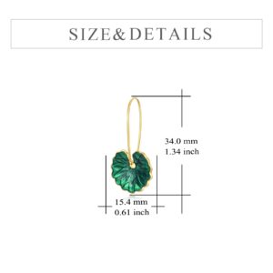 YFN Bohemian Green Leaf Earrings Drop Earrings for Women, Enamel Hoop Earrings Jewelry for Women, Leaves Plant Pendant Drop Dangle Earrings for Teen Girls, Women