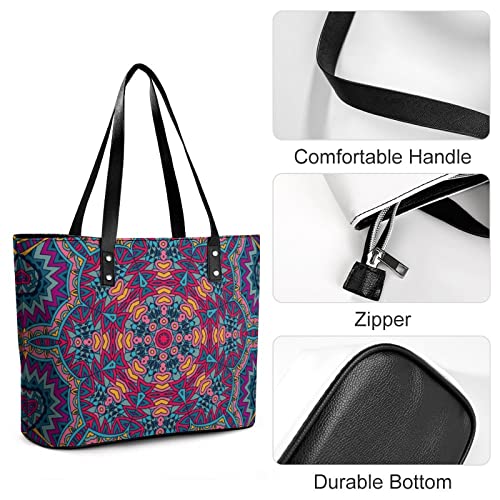 Womens Handbag Tribal Pattern Leather Tote Bag Top Handle Satchel Bags For Lady