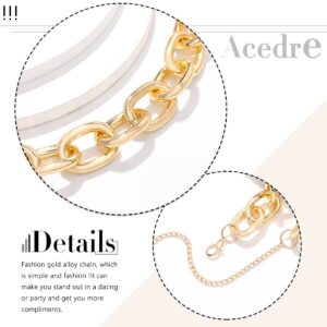 ACEDRE Chunky Choker Necklaces Gold Cuban Link Chain Hiphop Thick Clavicle Statement Necklace Punk Neck Jewerly for Women and Men (A-Gold)