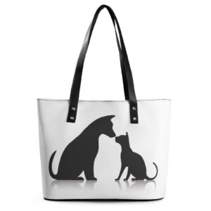 womens handbag cats animal dog leather tote bag top handle satchel bags for lady