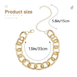 ACEDRE Chunky Choker Necklaces Gold Cuban Link Chain Hiphop Thick Clavicle Statement Necklace Punk Neck Jewerly for Women and Men (A-Gold)