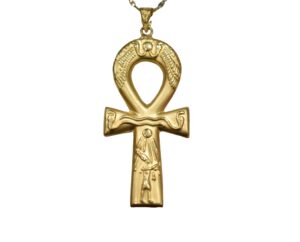 fama.store egyptian jewelry ankh cross key of life 18k solid yellow gold necklas pendant #6 (large)