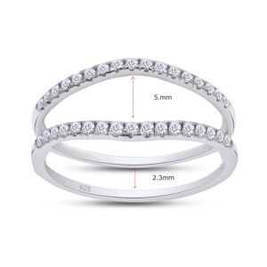 SAVEARTH DIAMONDS 1/4 ct t.w Round Cut Lab Created Moissanite Diamond Curved Ring Guard Enhancer For Women In 14K White Gold Over Sterling Silver(D Color, VVS1 Clarity 0.25 Cttw)-8