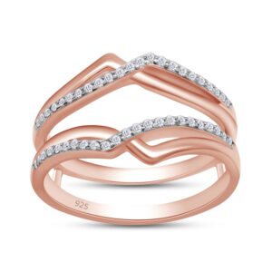 savearth diamonds 1/4 ct t.w round cut lab created moissanite diamond infinity wedding band guard ring enhancer for women in 14k rose gold over sterling silver(d color, vvs1 clarity 0.25 cttw)-4