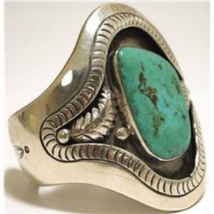 KOICCVQQ Irregular Shape Compressed Turquoise Gemstone 925 Sterling Silver Antique Vintage Style Cut Natural Bohemia Turquoise Jewelry Native-Inspired Classical Ring Sizes 6 to 10 (Size 10)