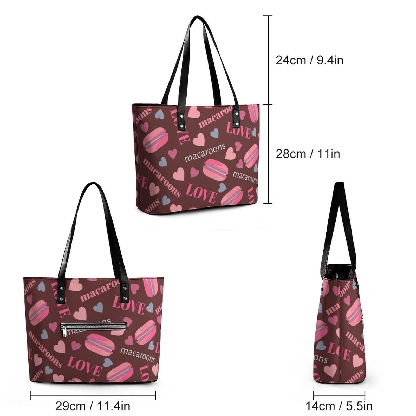 Womens Handbag Hearts And Love Pink Pattern Leather Tote Bag Top Handle Satchel Bags For Lady