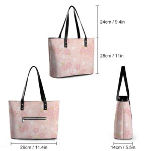 Womens Handbag Japanese Cherry Blossom Flowers Leather Tote Bag Top Handle Satchel Bags For Lady