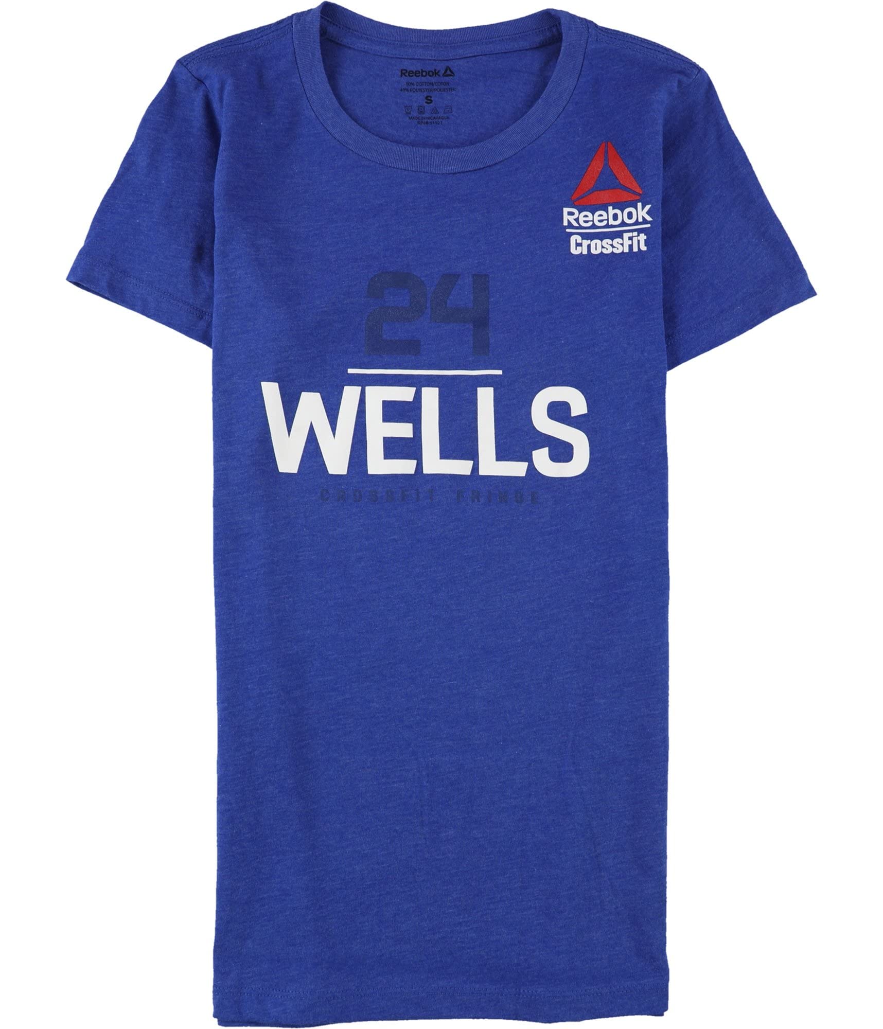 Reebok Womens 24 Wells 2018 Graphic T-Shirt, Blue, Small