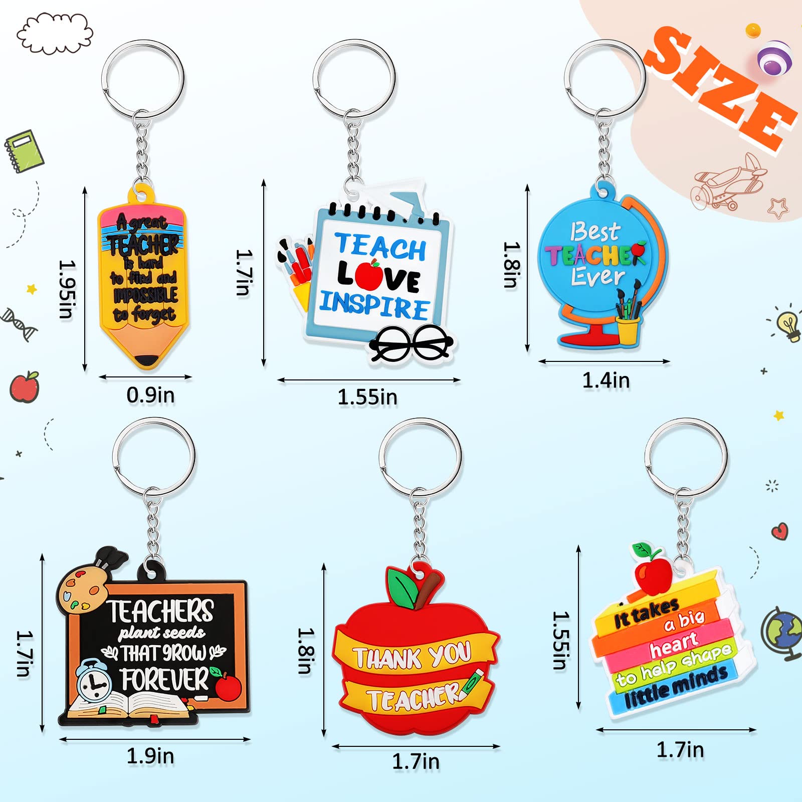 Henoyso 36 Pcs Teacher Keychain Bulk Teacher Appreciation Gifts in Bulk Christmas Teacher Gift Teacher Accessories (Book)