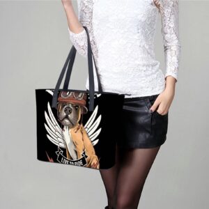 Womens Handbag Boxer Dog Leather Tote Bag Top Handle Satchel Bags For Lady