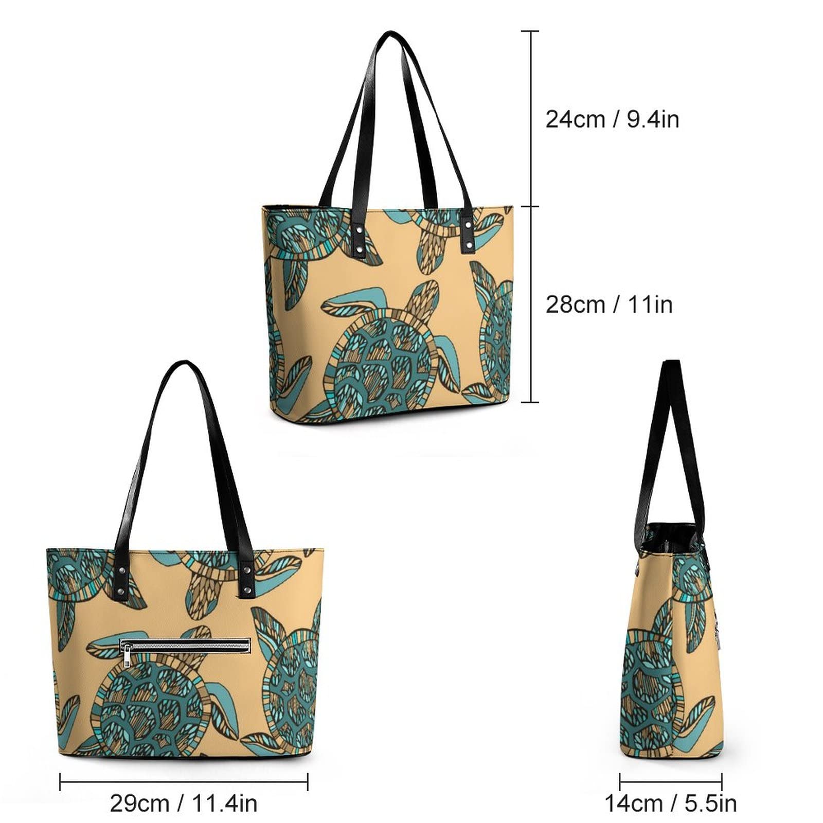 Womens Handbag Sea Turtles Leather Tote Bag Top Handle Satchel Bags For Lady