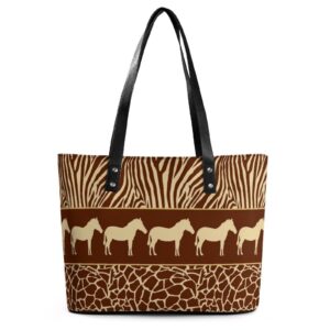 womens handbag animals horse giraffe prints leather tote bag top handle satchel bags for lady