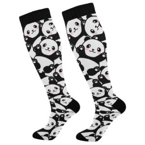 kigai 1 pair cute panda compression socks 20-30mmhg knee high women socks tube athletic stockings for men sport soccer running cycling medical nurse winter travel