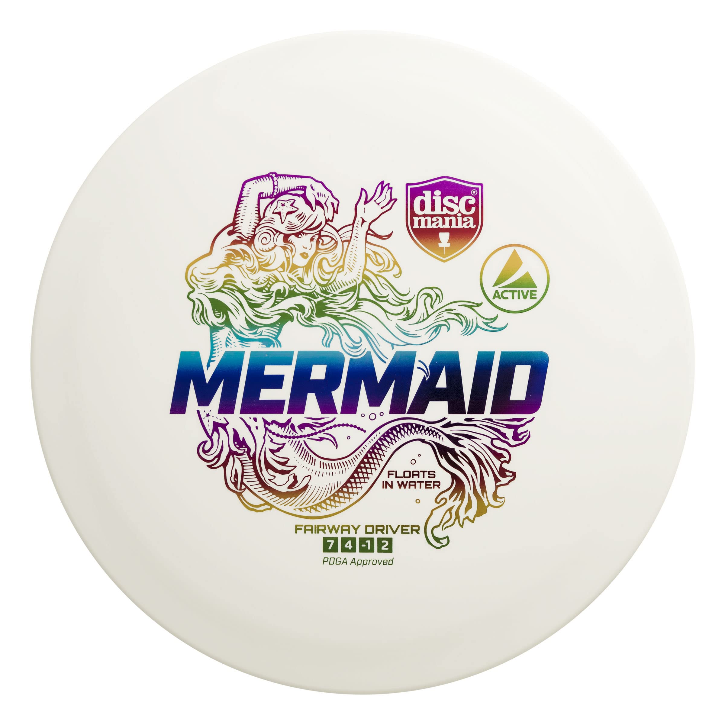 Discmania Active Mermaid Disc Golf Driver – Floating Disc Golf Driver, Floats in Water – 160-165g