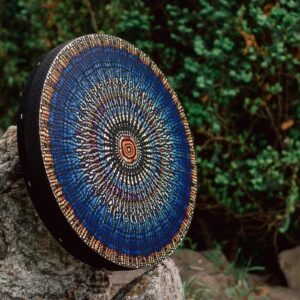 SYLALE Shaman drum percussion frame drum handmade deep bass therapy tool sound therapy instrument 9.9x9.9 inches Shaman drum blue