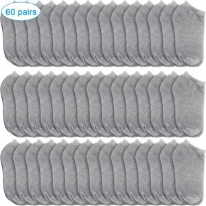 Syhood 60 Pairs Thin Low Cut Ankle Socks Bulk Socks for Men Women No Show Socks Unisex Cotton Socks for Homeless Casual Sports Tab(Gray)