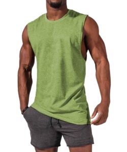 aoysky mens crewneck tank tops athletic beach sleeveless shirts yellow green