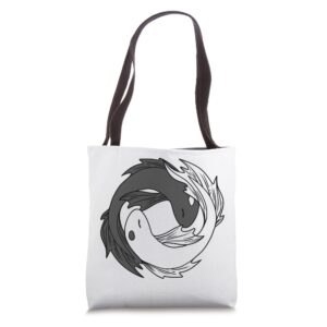 yin and yang koi pose fish meditation acro hatha yoga tote bag