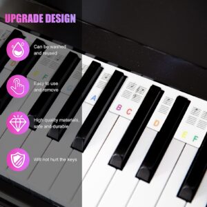 Dreamtop Removable Piano Keyboard Note Labels, 88 Key Full Size Silicone Piano Notes Guide, Piano Keyboard Stickers, Pinao No Need Stickers, Keyboard Piano Note Strips for Beginners