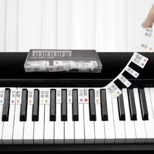 dreamtop removable piano keyboard note labels, 88 key full size silicone piano notes guide, piano keyboard stickers, pinao no need stickers, keyboard piano note strips for beginners