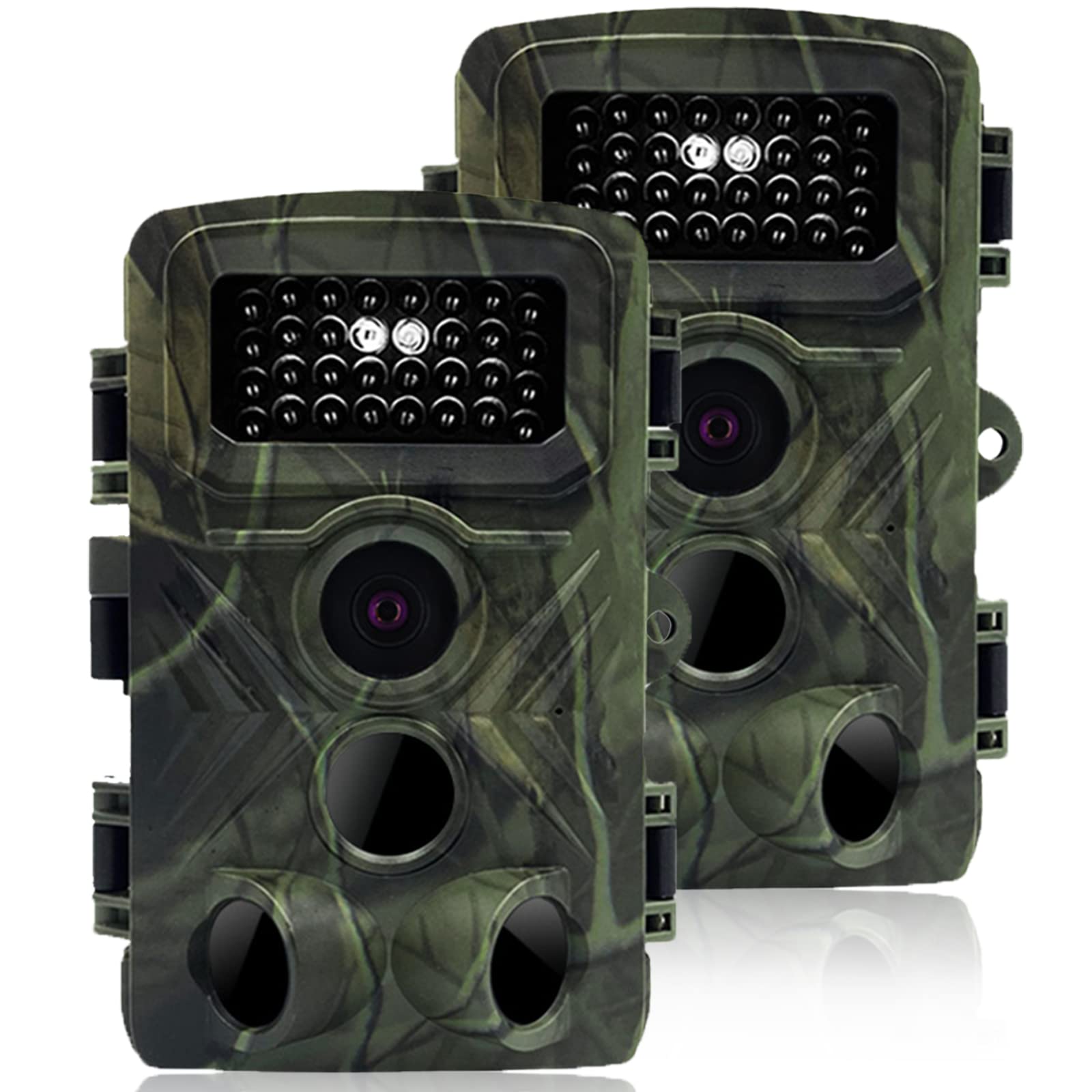 Trail Camera,2 pack 36MP 1080P Mini Trail Camera,Hunting Camera with 120°Wide-Angle 0.2s Trigger Speed,No Glow Night Vision Motion Activated IP67 Waterproof with 32GB Card for Wildlife Scouting